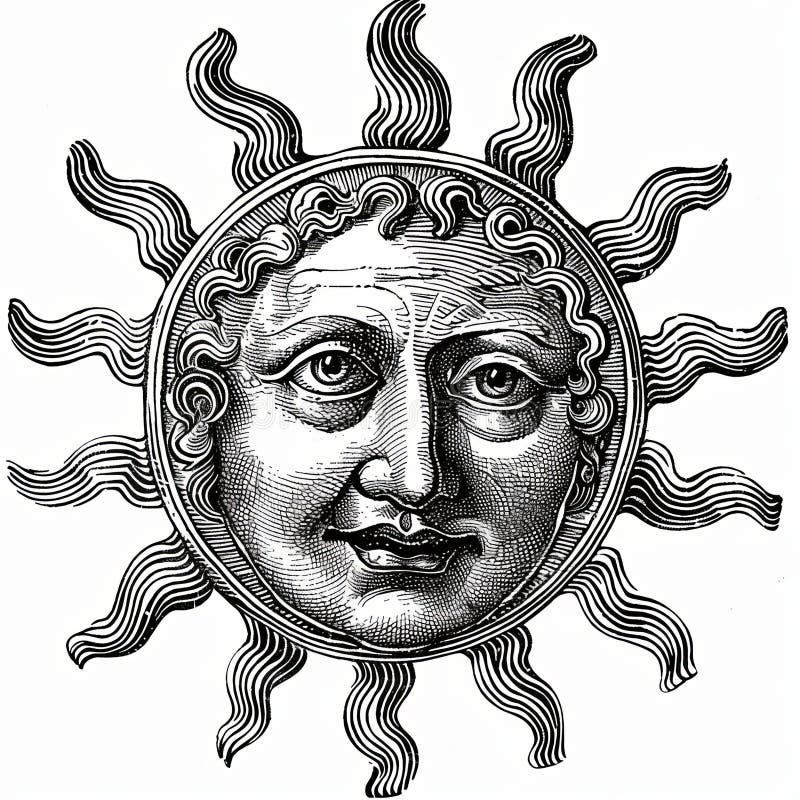An Image of the Sun with a Face and Rays. a Mystical, Esoteric or ...