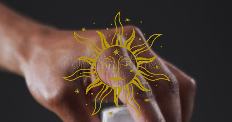 Image of Sun Icon Over Moving Hand Stock Illustration - Illustration of ...