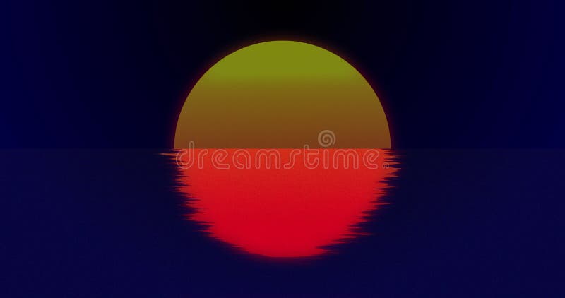 Image of Sun Over Water on Black Background Stock Illustration ...