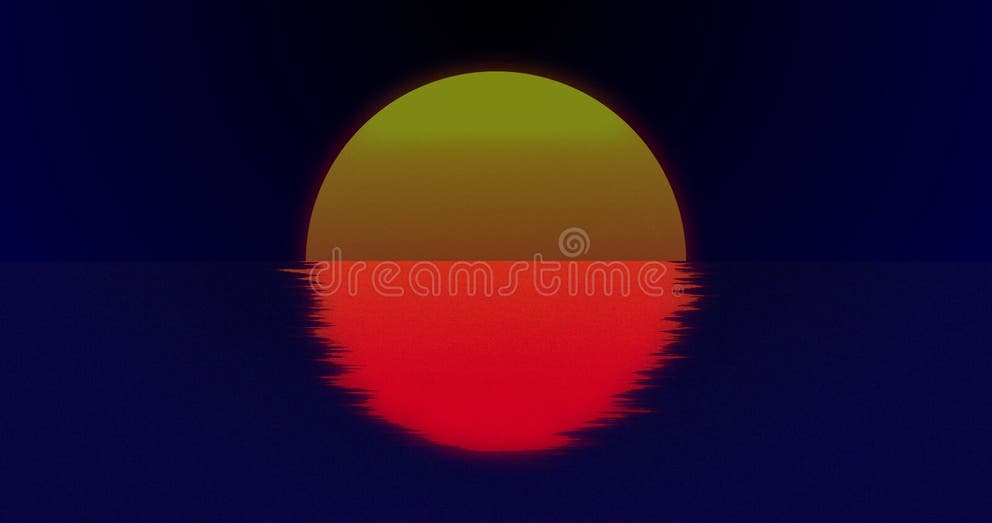 Image of Sun Over Water on Black Background Stock Illustration ...