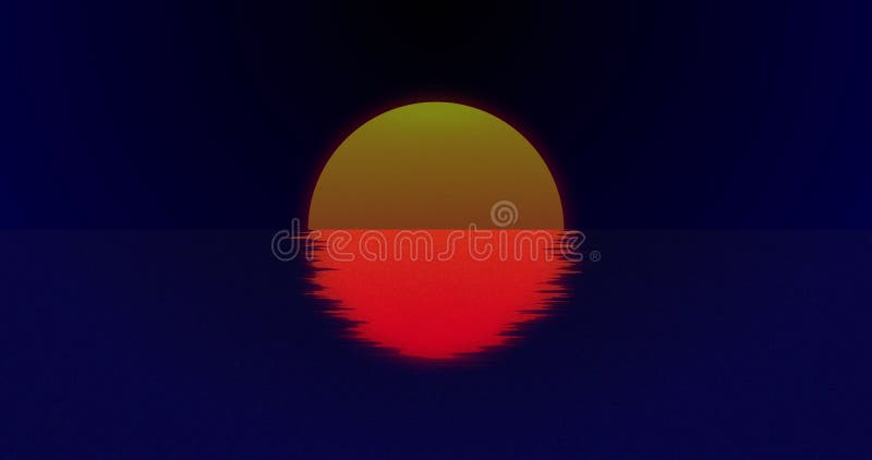 Image of Sun Over Water on Black Background Stock Illustration ...