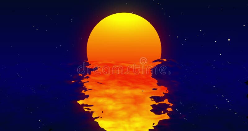 Image of Sun Over Water on Black Background Stock Illustration ...