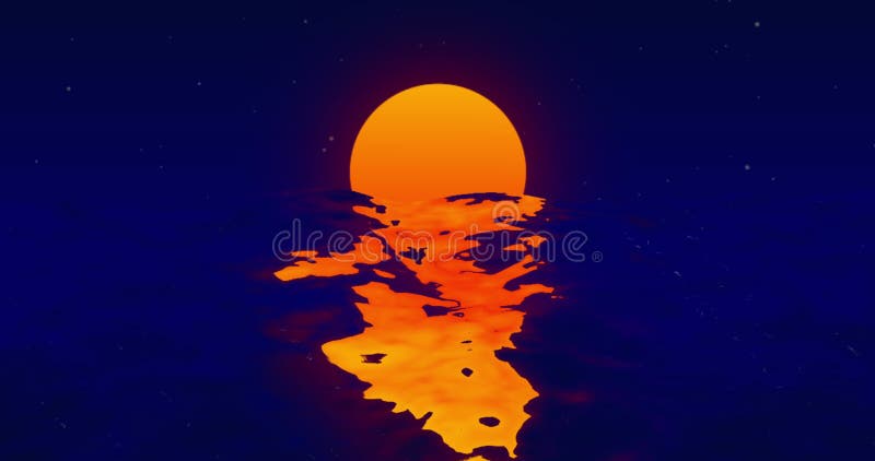 Image of Sun Over Water on Black Background Stock Illustration ...