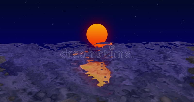 Image of Sun Over Water on Black Background Stock Illustration ...