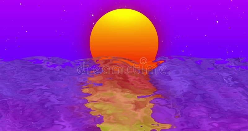 Image of Sun Over Water on Purple Background Stock Illustration ...