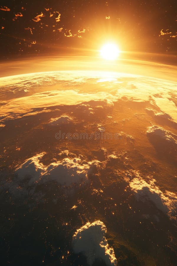 Image of the Sun Rising Above the Horizon on the Surface of the Planet ...