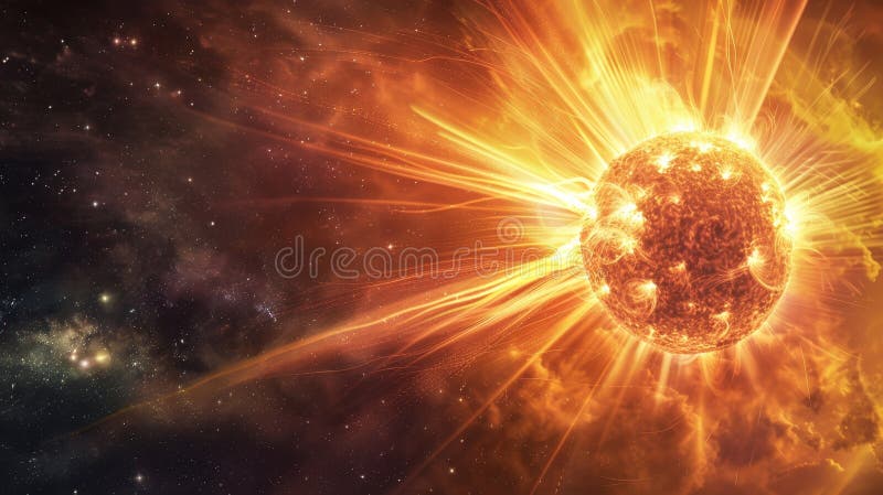 Image of Sun S Rays and Radiation Hitting Earth with Magnetic Field ...