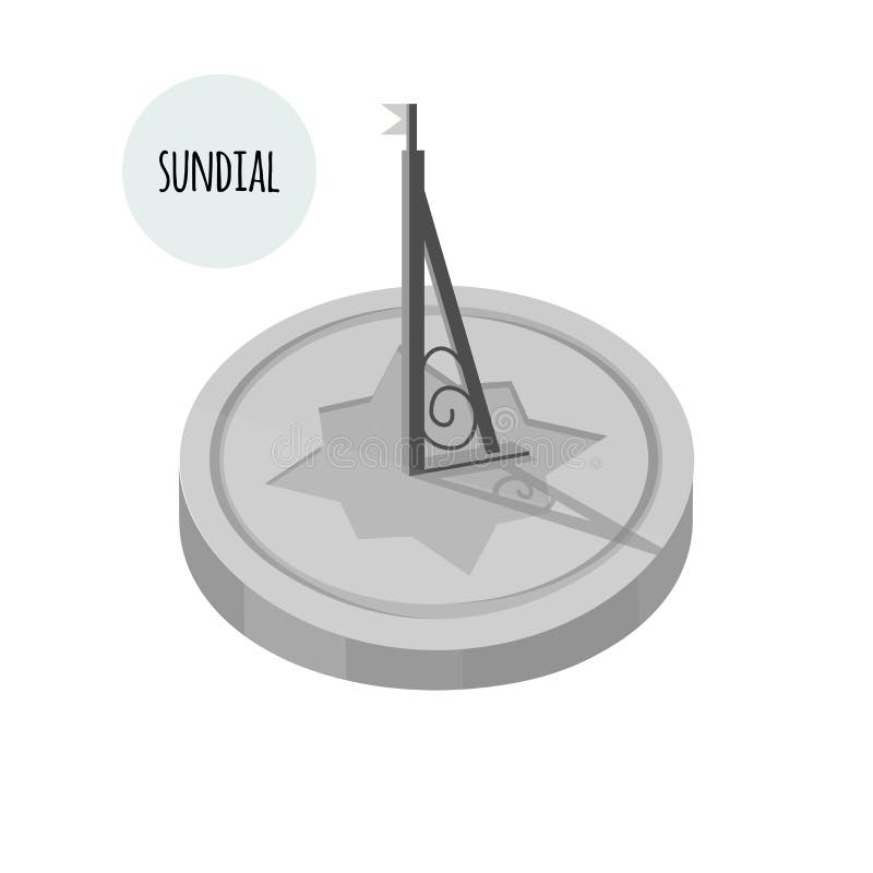 Image of a Sundial. Flat Design. Vector Illustration. Isolated on White ...