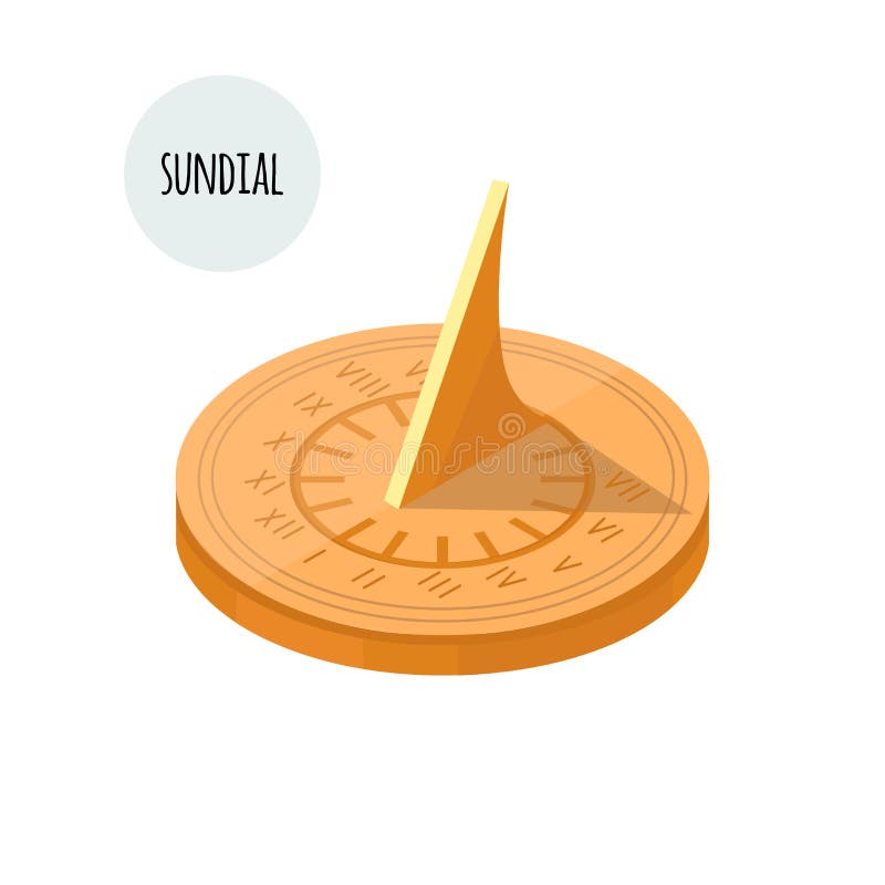 Image of a Sundial. Flat Design. Vector Illustration. Isolated on White ...