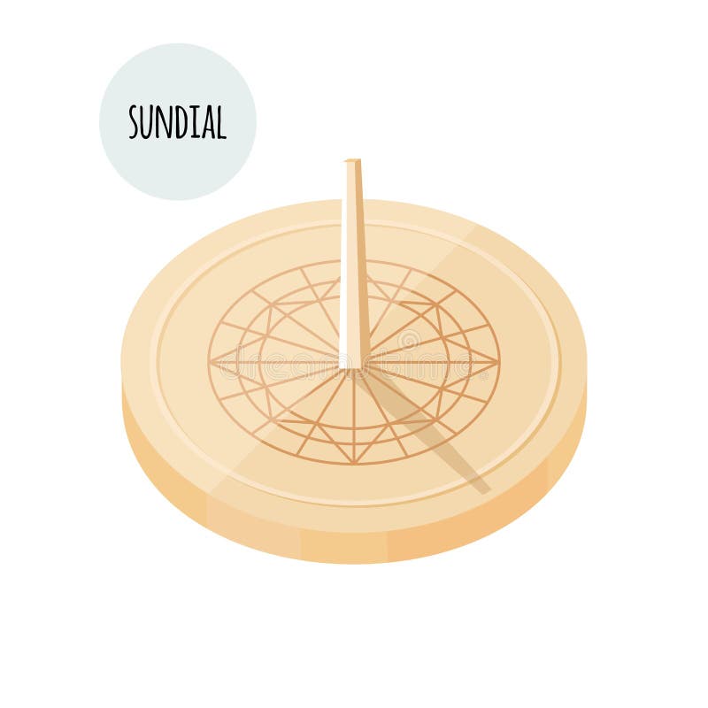 Image of a Sundial. Flat Design. Vector Illustration. Isolated on White ...