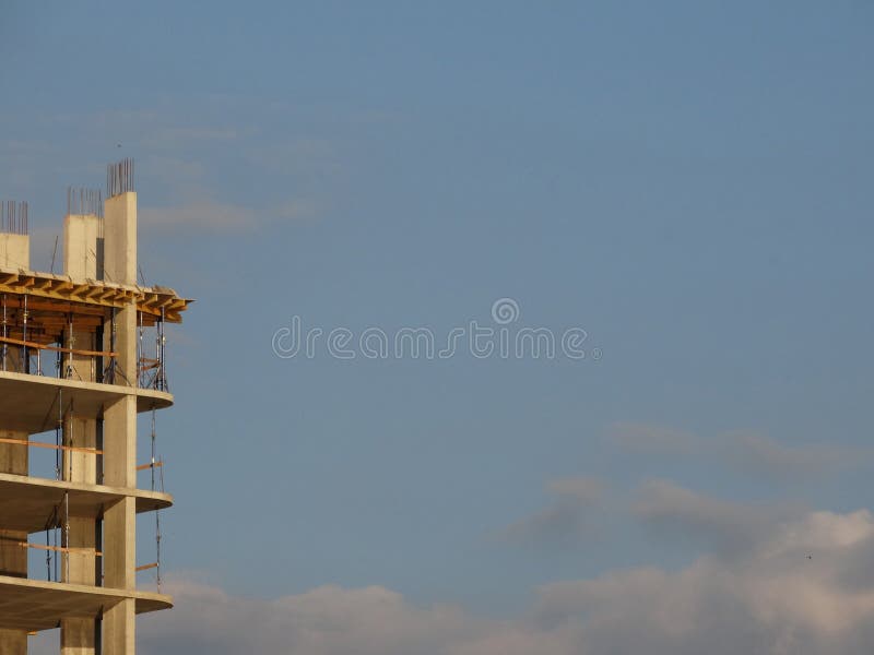 Image of a Sunny Construction Site, Featuring a Buildings Skeletal ...