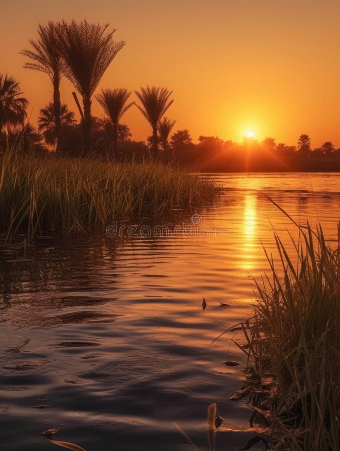 Image of Sunset Photography on the Nile River Generative AI Stock ...