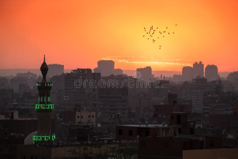 Sunset Scenery At Cairo Egypt Stock Photo - Image of cityscape, capital ...