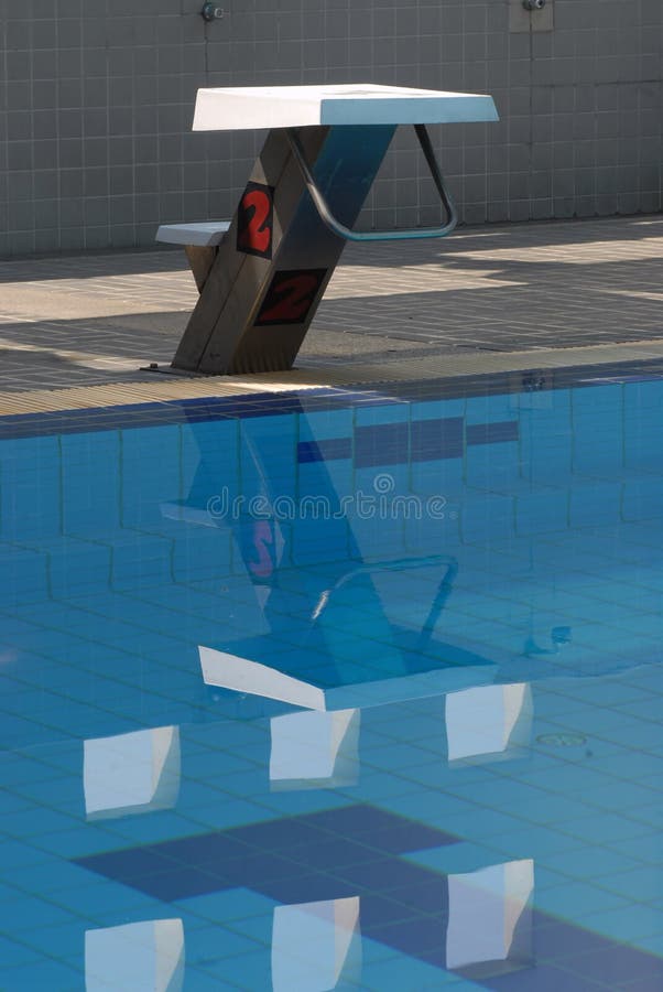 Image of Swimming Pool with Starting Blocks. Stock Image - Image of ...