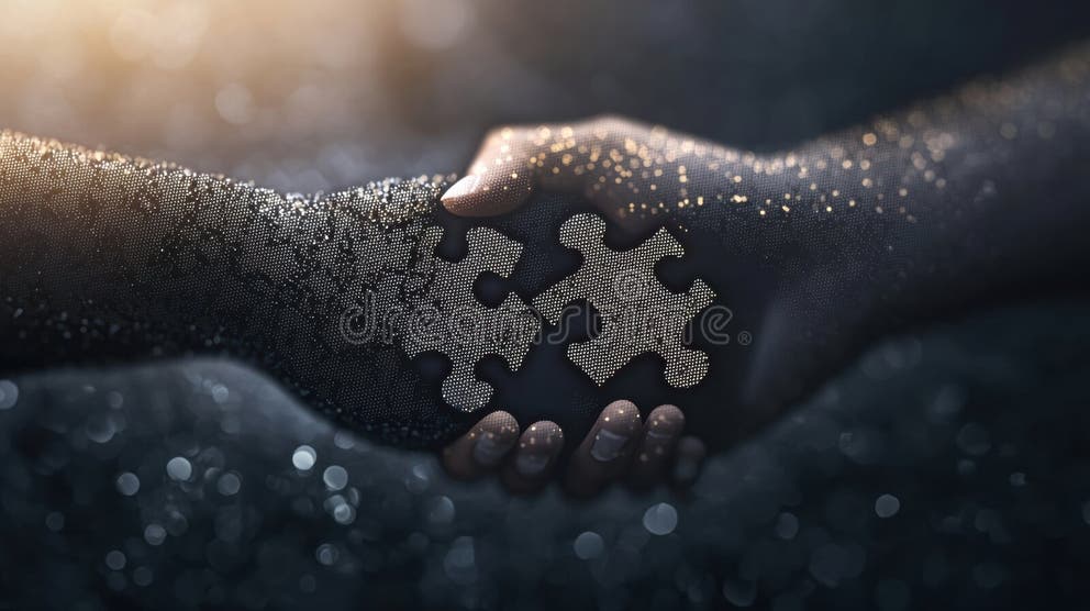 Collaborative Problem Solving Illustrated by Hands Joining a Puzzle ...