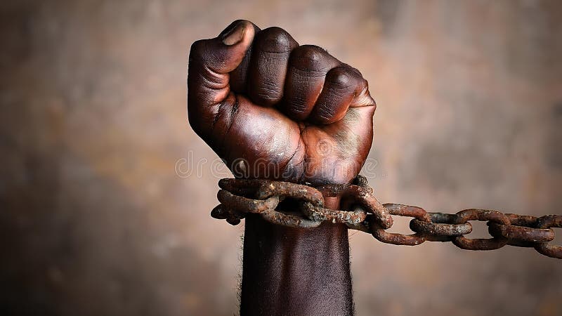 A Powerful Conceptual Image of a Raised Hand with a Rusty Chain Wrapped ...