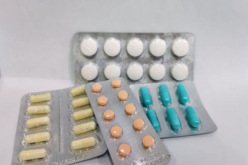 Image of Tablets and Capsules Strips with White Background Stock Image ...