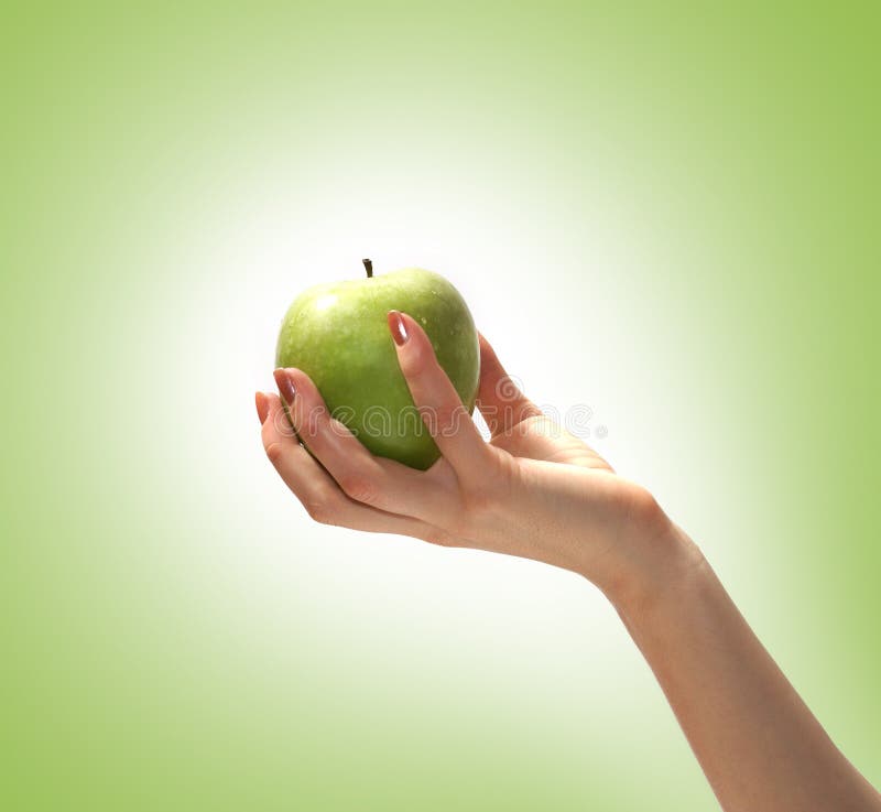 Image of a Tasty Apple Held in a Human Hand Stock Photo - Image of ...