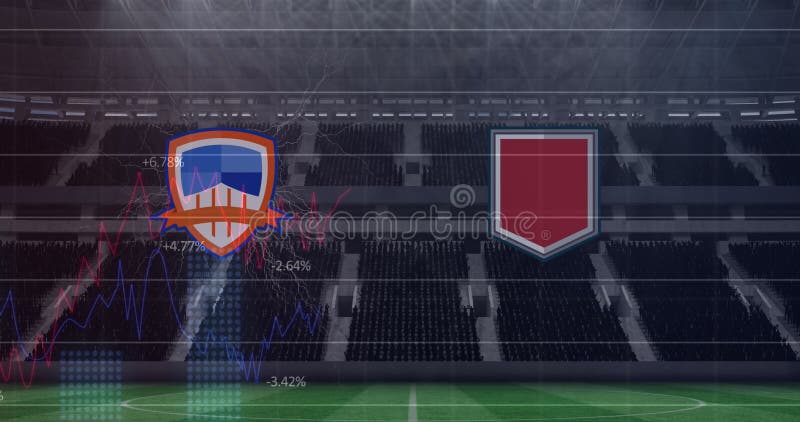 Image of Team Emblems with Graphs and Data Processing Over Sports ...