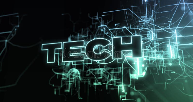 Image of Tech Text Over Black Background Stock Illustration ...