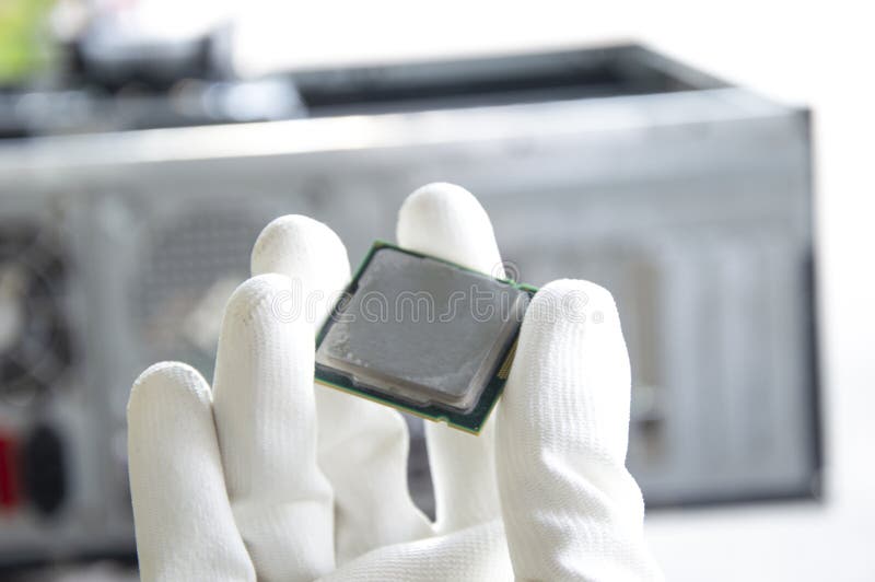 An Image of a Technician Holding a CPU in His Hand Stock Photo - Image ...