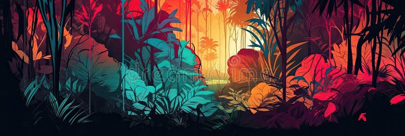 An Image of a Technicolor, Abstract Jungle Background. Generative AI ...