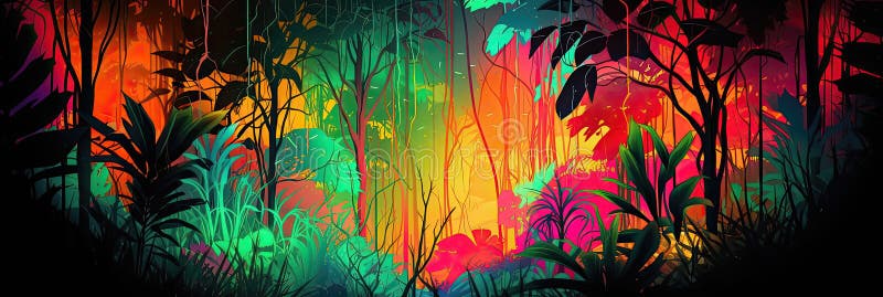 An Image of a Technicolor, Abstract Jungle Background. Generative AI ...