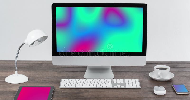 Image of Technological Devices with Colorful Moving Shapes on Screen on ...