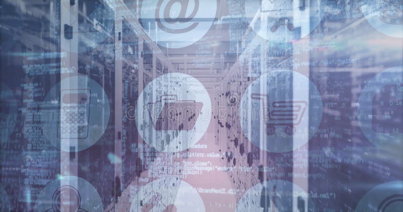 Image of Technological Icons with Data and Information Over an Empty ...