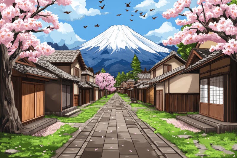 Image Technology Used To Create an Anime-style City View of Mount Fuji ...