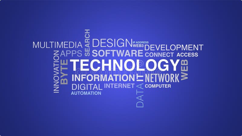 Image of Technology Word Cloud Blue Background Stock Illustration ...