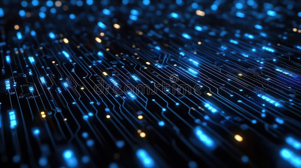 Image of Technology Working with Blue Lights Stock Illustration ...