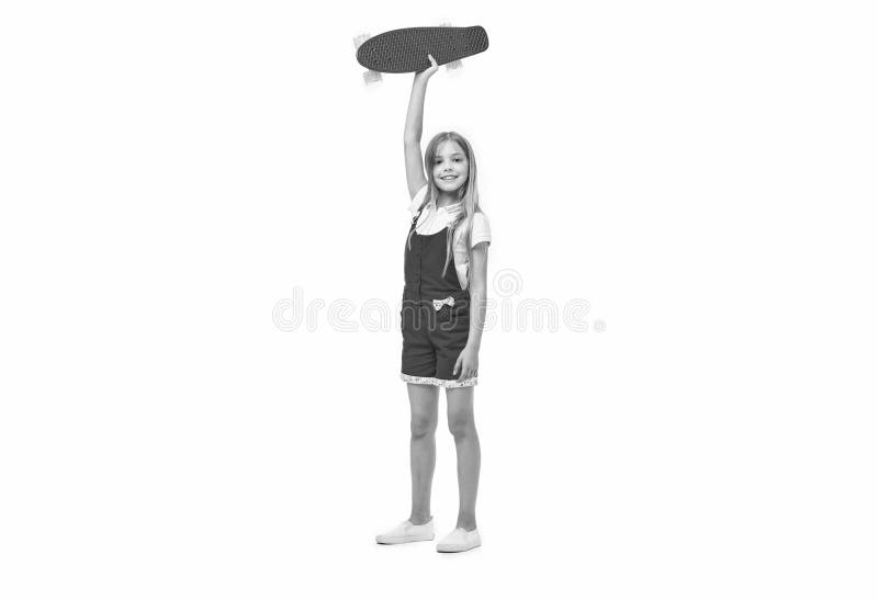 Image Of Teen Girl With Skateboard Teen Girl With Skateboard Isolated On White Stock Image