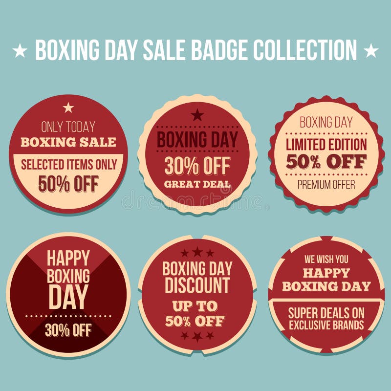Badges Happy Boxing Day Sale Design with Gift Boxes Stock Vector ...