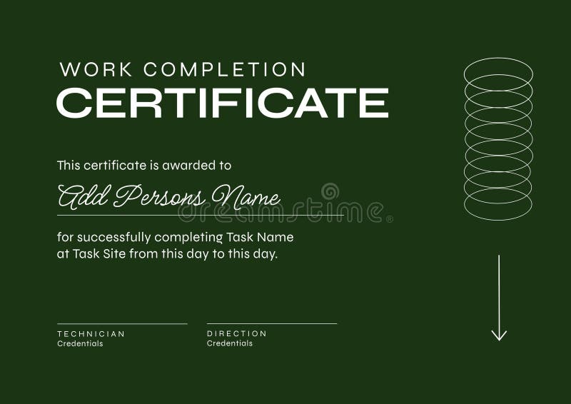 Image of Template of Work Completion Certificate on Blue Background ...