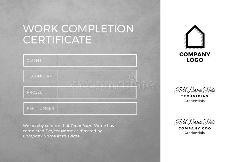 Image of Template of Work Completion Certificate on Beige Background ...
