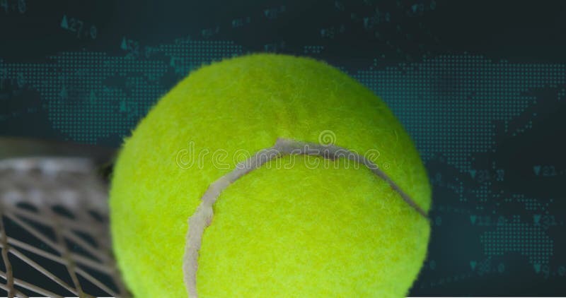 Image of Tennis Ball Over World Map Stock Illustration - Illustration ...