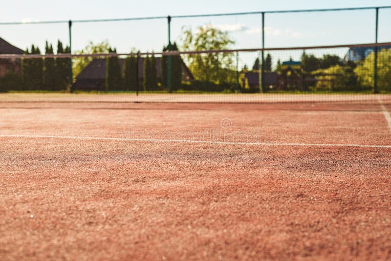 Image of a Tennis Court in the Light of the Setting Sun. the Concept of ...