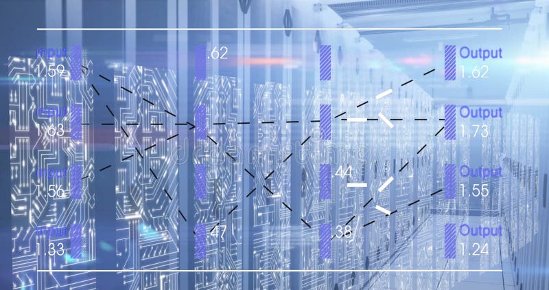 Image of Text, Numbers and Data Processing Over Computer Servers Stock ...