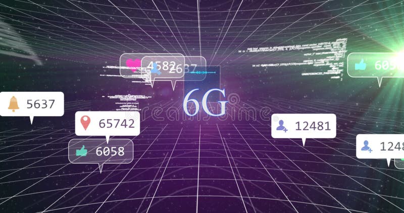 Image of 6x Text and Social Media Icons on Banners Over Data Processing ...