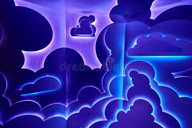 Texture Wall of Cloud Patterns and LED Lights Editorial Image - Image ...