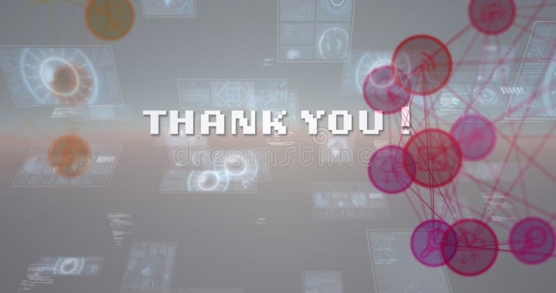 Image of Thank You Over Connections and Screens with Diverse Data Stock ...