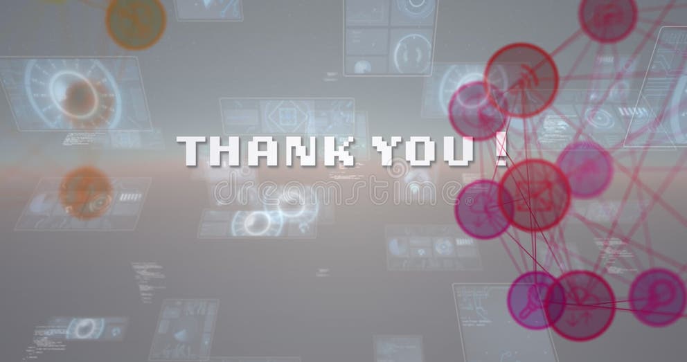 Image of Thank You Over Connections and Screens with Diverse Data Stock ...