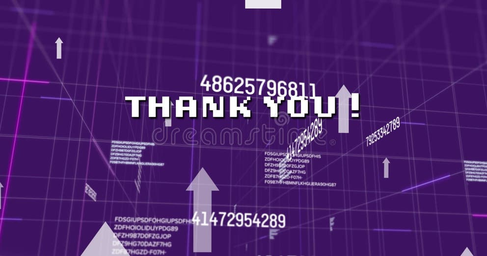 Image of Thank You Text and Arrows Over Grid and Data Processing Stock ...