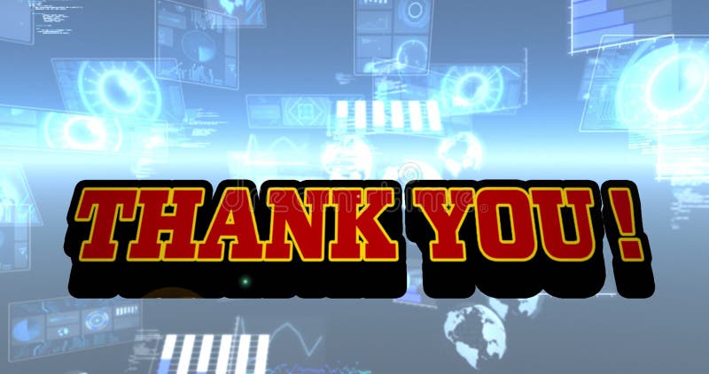 Image of Thank You Text and Data Processing on Black Background Stock ...