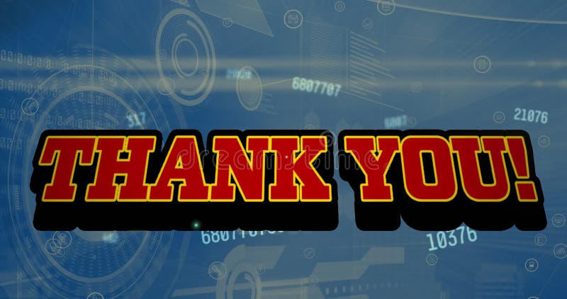 Image of Thank You Text and Data Processing on Blue Background Stock ...