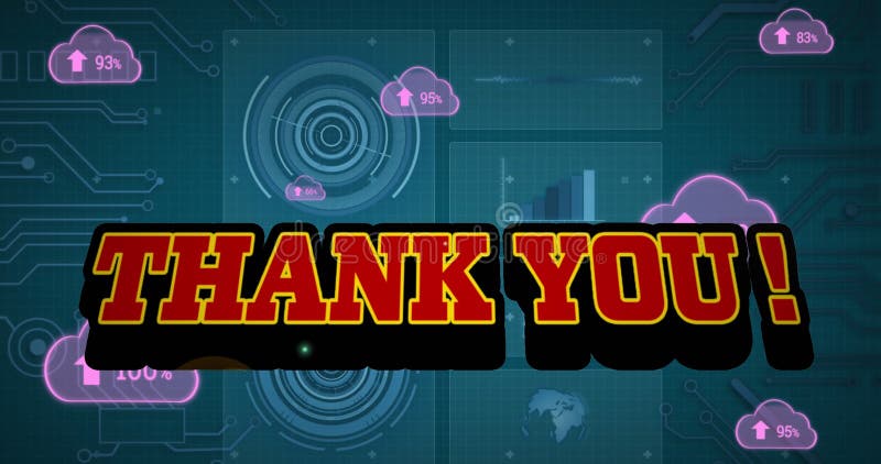 Image of Thank You Text and Data Processing on Blue Background Stock Illustration - Illustration ...