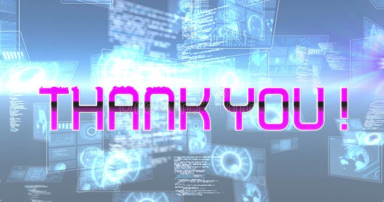 Image of Thank You Text Over Scope Scanning and Data Processing Stock Illustration ...