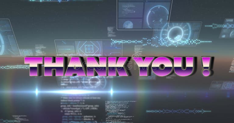 Image of Thank You Text Over Scope Scanning and Data Processing Stock Illustration ...