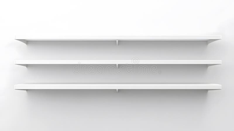 Empty White Shelves on White Wall Minimalist Home Decor Stock ...
